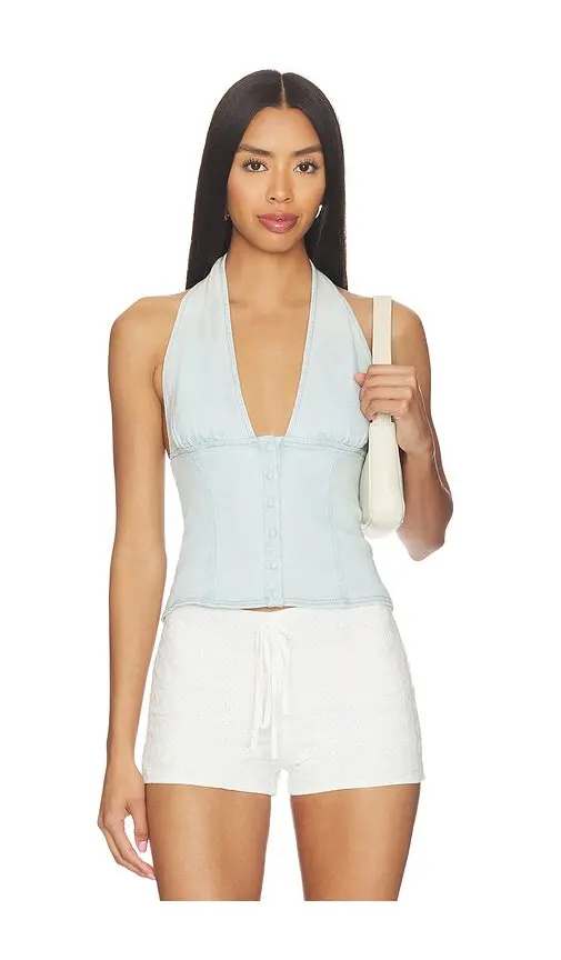 Free People Ramona Denim Halter - Blue