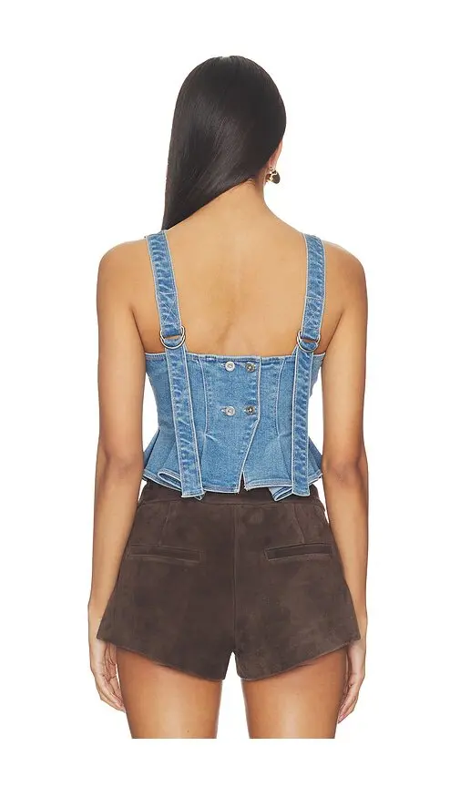 Free People Sunfaded Denim Peplum Top