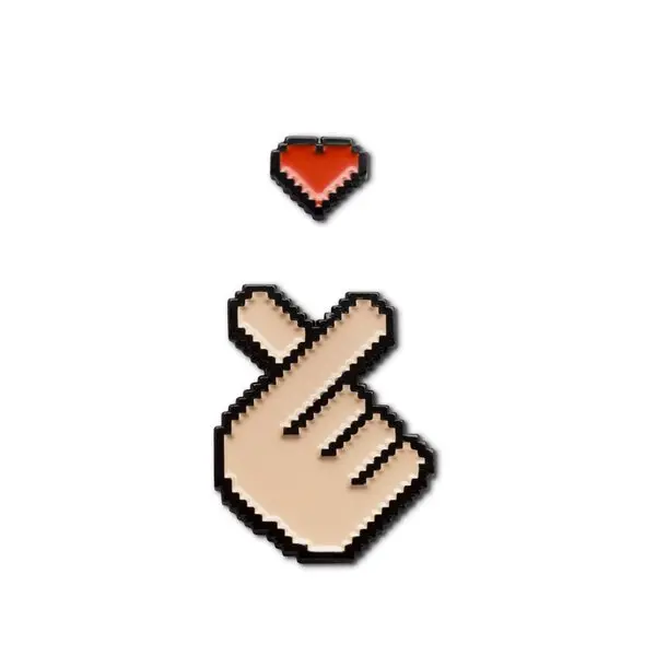 MAKE HEADS TURN Enamel Pin Finger Heart - Black