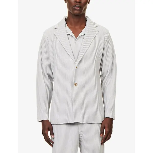 Issey Miyake Single-breasted Pleated Knitted Jacket