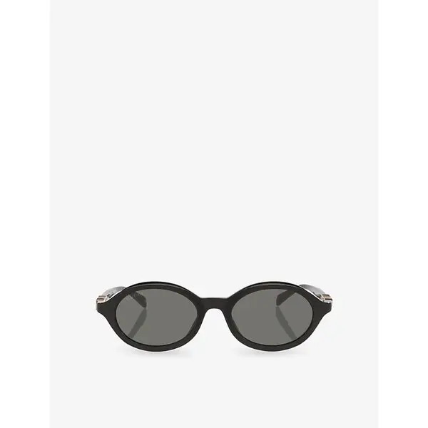 Gucci Oval-frame Acetate Sunglasses - Black