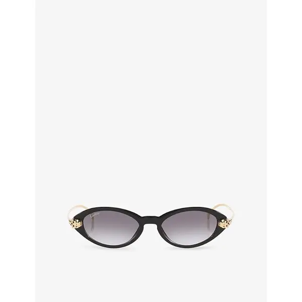 Cartier Oval-frame Acetate Sunglasses - Black