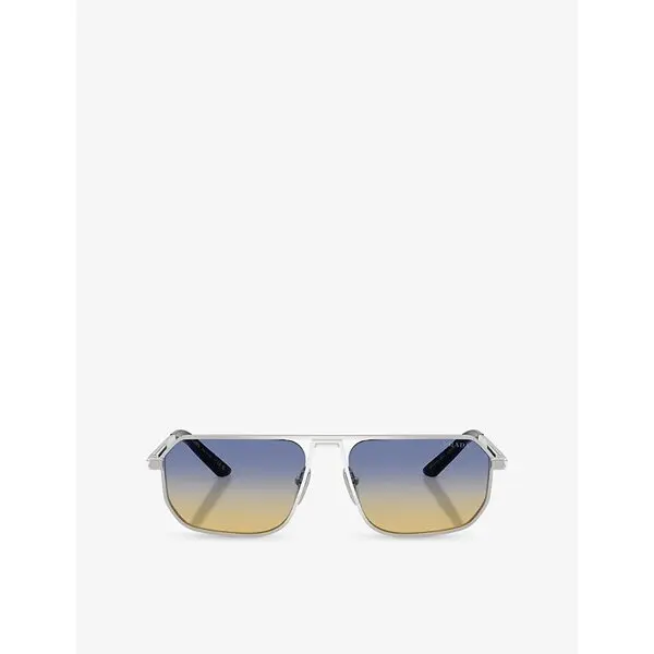 Prada Rectangular-frame Metal Sunglasses - Silver