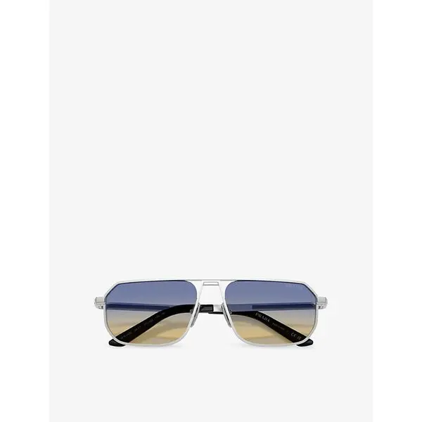 Prada Rectangular-frame Metal Sunglasses