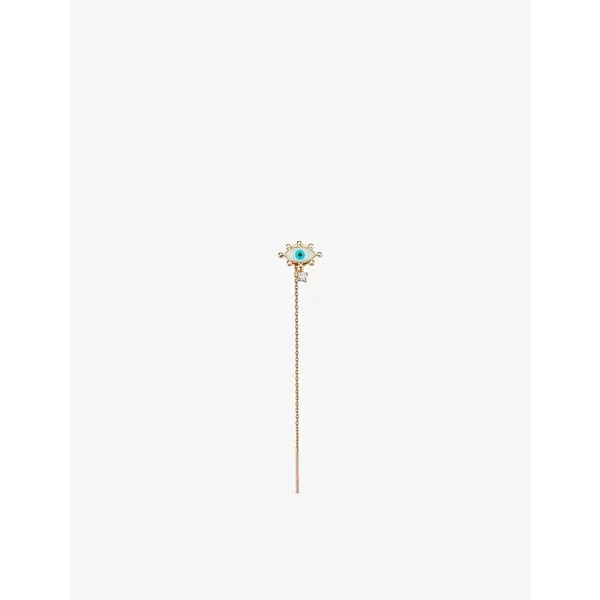 LA MAISON COUTURE Selda Evil Eye Drop Earring In 14k Rose Gold And Diamond - White