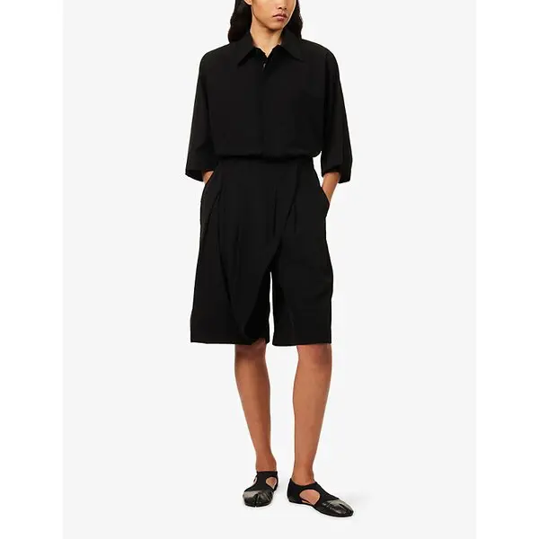 Issey Miyake Looped Draped Cropped Woven Trousers