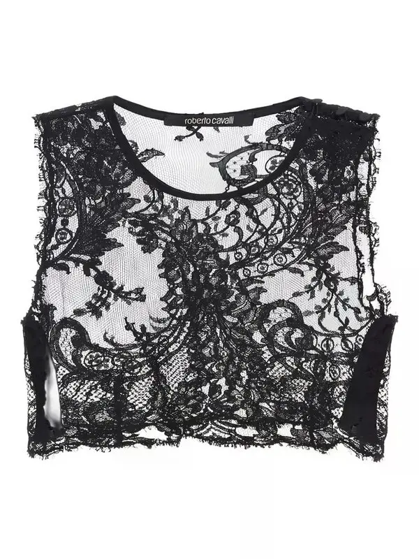 Roberto Cavalli Cropped Top With Lace Detailing