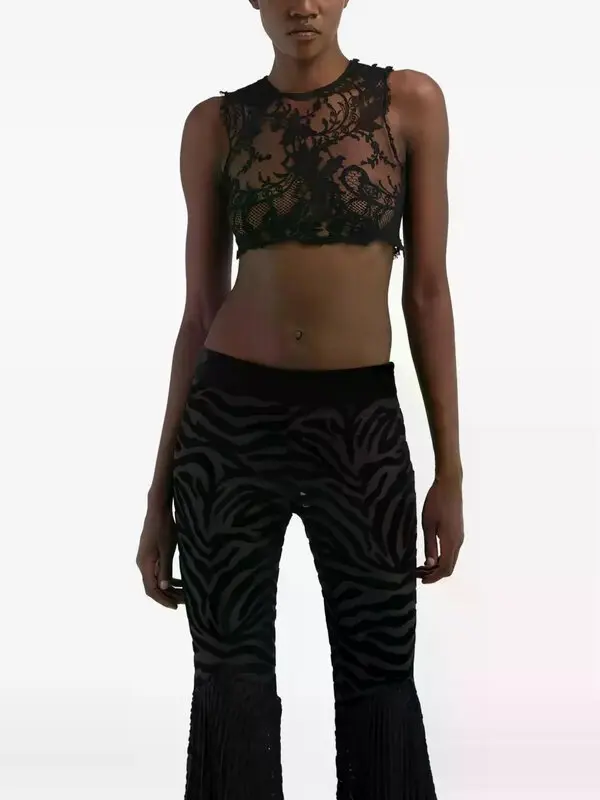 Roberto Cavalli Cropped Top With Lace Detailing