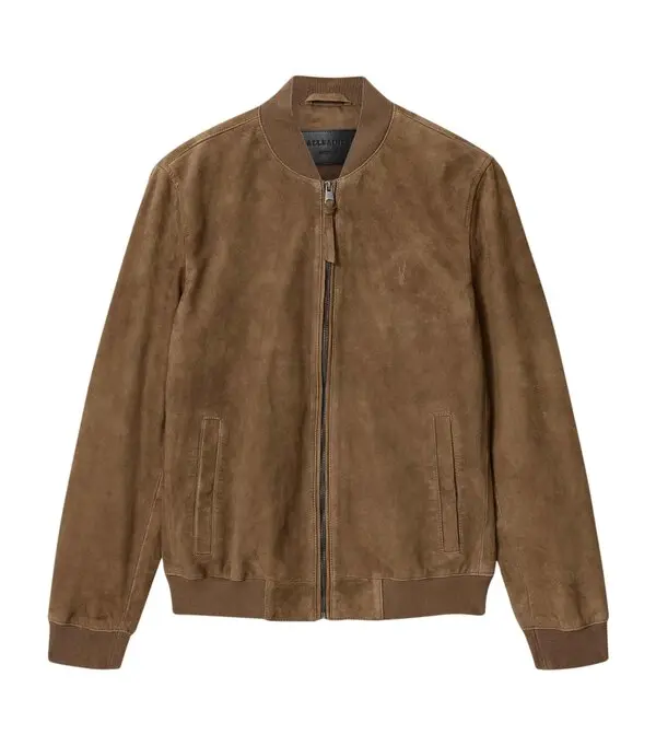 ALLSAINTS Suede Bomber Jacket - Brown