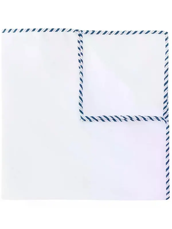 Brunello Cucinelli Border-stitch Pocket Square - White