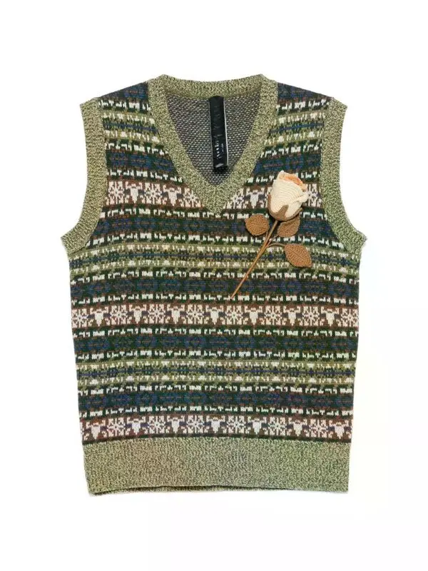 KA WA KEY Grandpa's Rose V-neck Vest