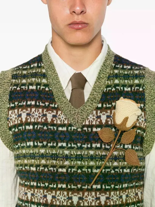 KA WA KEY Grandpa's Rose V-neck Vest