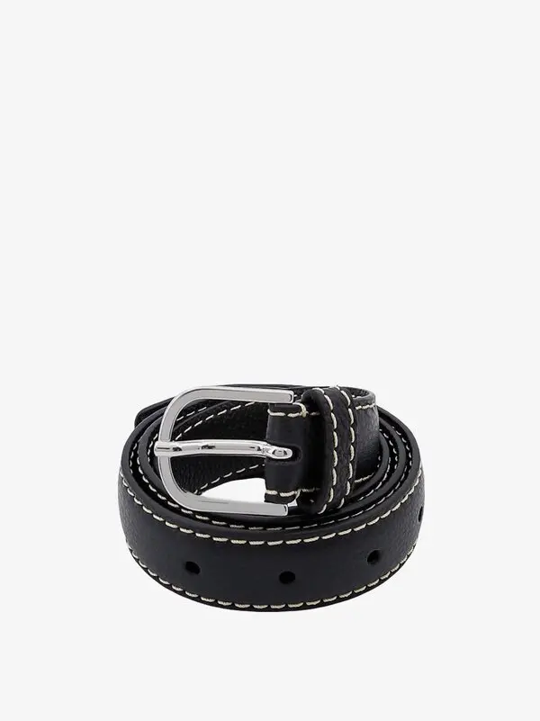 TOTEME Slim Grained Leather Belt - Black