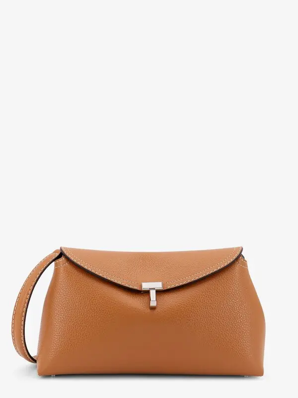 TOTEME T-lock Leather Clutch - Tan