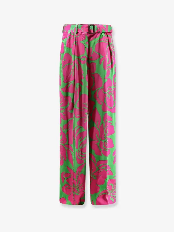Dries Van Noten Printed Viscose Trousers - Green