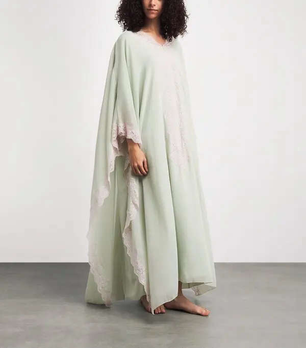 BOCAN Silk Chiffon Kaftan Maxi Dress With Lace Detailing
