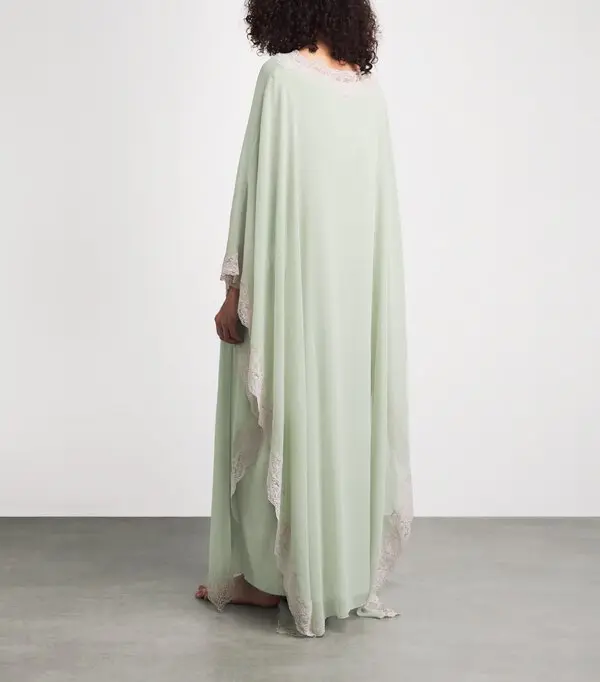 BOCAN Silk Chiffon Kaftan Maxi Dress With Lace Detailing