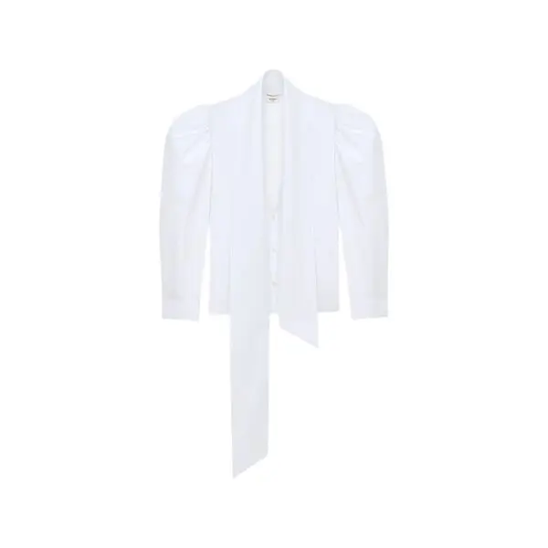 Saint Laurent Balloon-sleeve Blouse In Cotton Poplin - White