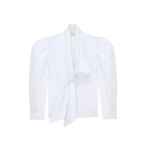 Saint Laurent Balloon-sleeve Blouse In Cotton Poplin - White