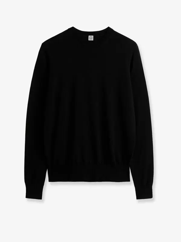 TOTEME Fine Crew Knit Wool And Silk Blend Sweater - Black