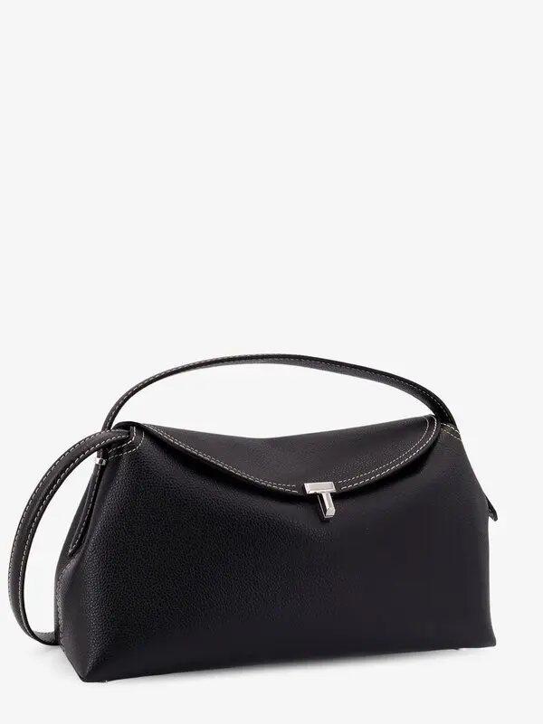 TOTEME T-lock Hammered Leather Handbag - Black