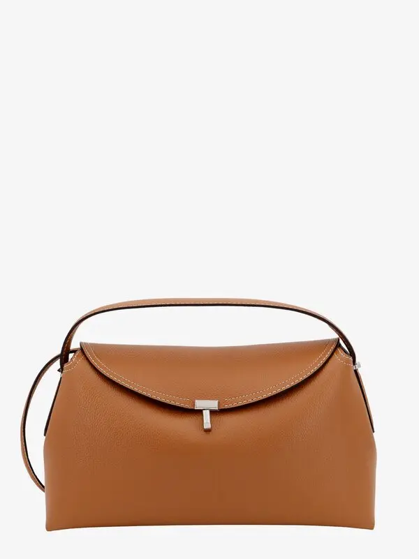 TOTEME T-lock Hammered Leather Handbag - Tan