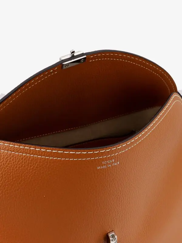TOTEME T-lock Hammered Leather Handbag - Tan