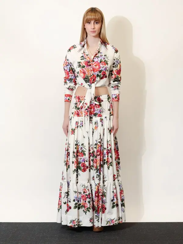Dolce & Gabbana Floral Print Cotton Shirt With Knot Detail