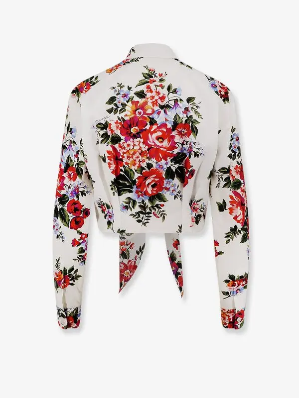Dolce & Gabbana Floral Print Cotton Shirt With Knot Detail