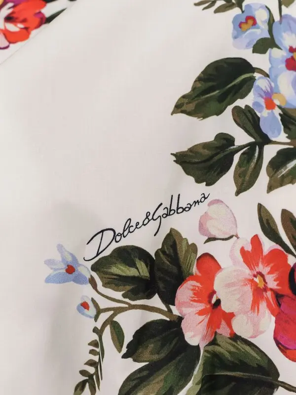 Dolce & Gabbana Floral Print Cotton Shirt With Knot Detail