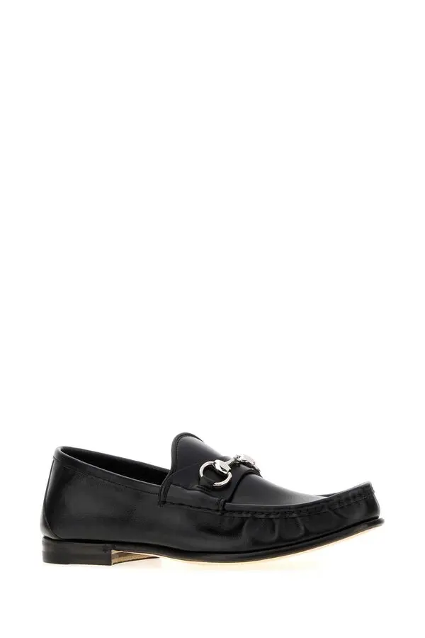 Gucci Leather Lugano Loafers - Black