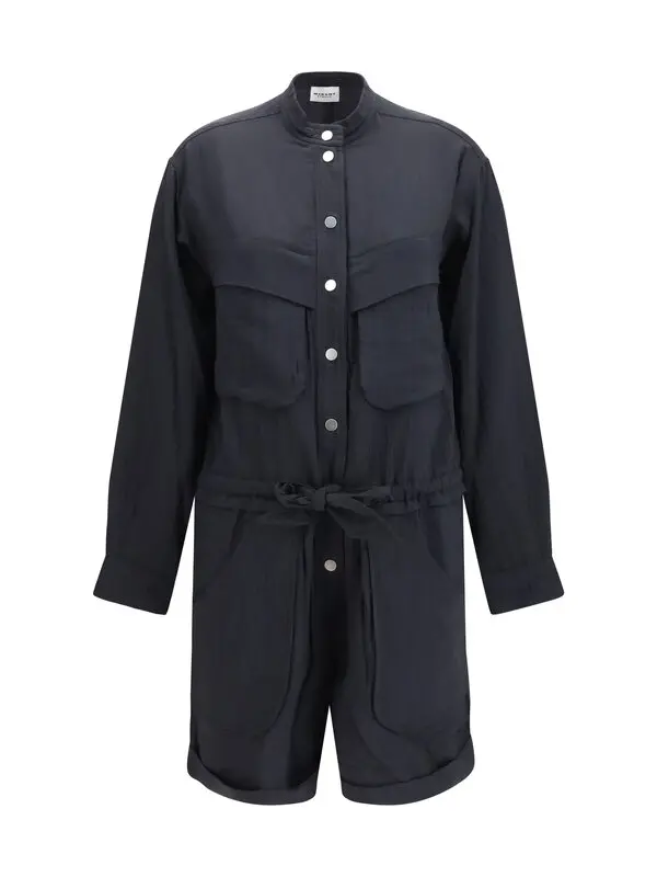 Isabel Marant Étoile Short Cotton Blend Jumpsuit - Black
