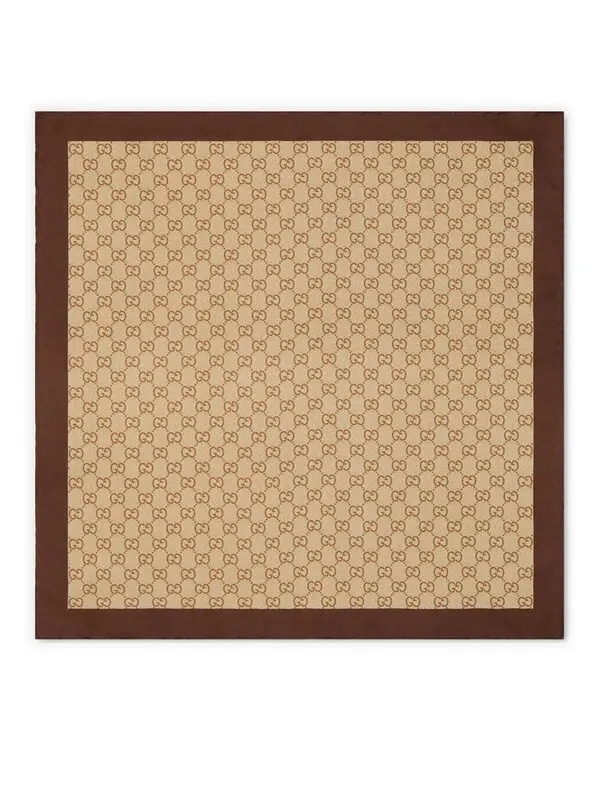Gucci Printed Silk Twill Scarf - Brown