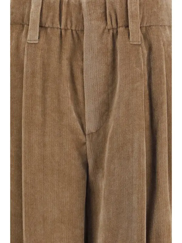 Brunello Cucinelli Elasticated Viscose And Cashmere Pants - Brown