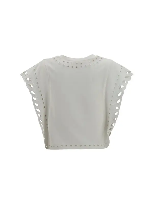 Isabel Marant Étoile Odyle Cropped T-shirt With Cut-out Embroidery - White