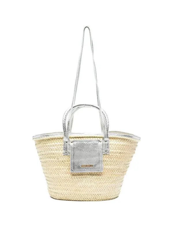 Jacquemus Le Panier Soli Woven Raffia Tote Bag With Leather Details