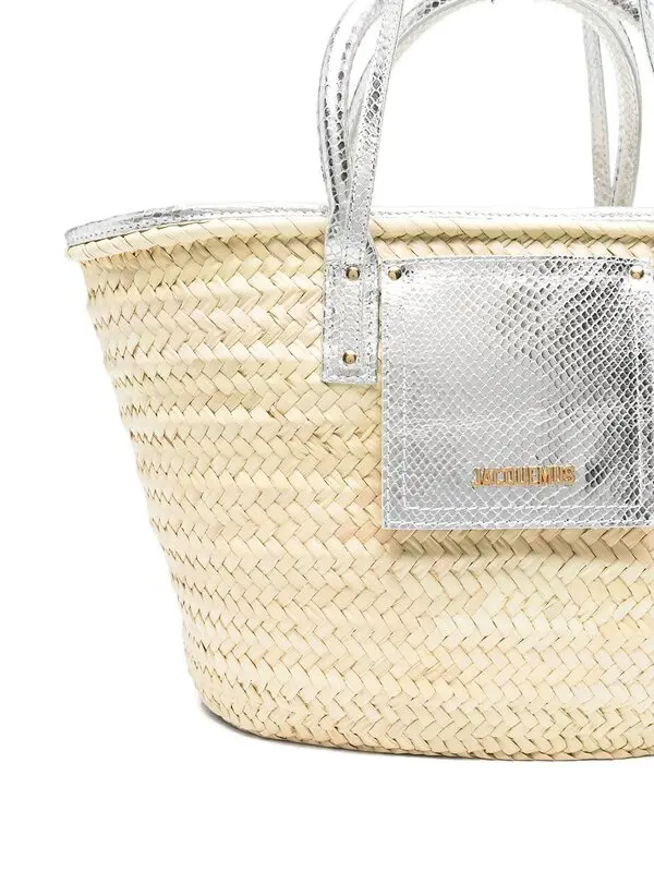 Jacquemus Le Panier Soli Woven Raffia Tote Bag With Leather Details