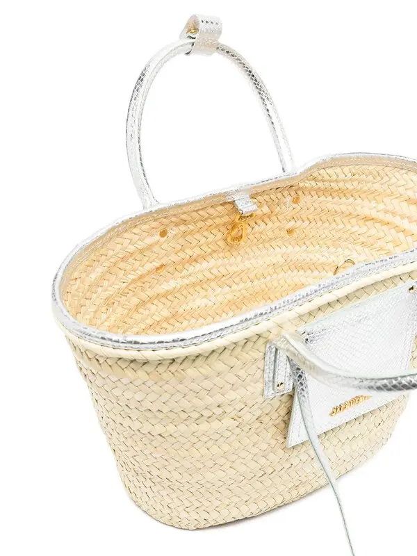 Jacquemus Le Panier Soli Woven Raffia Tote Bag With Leather Details