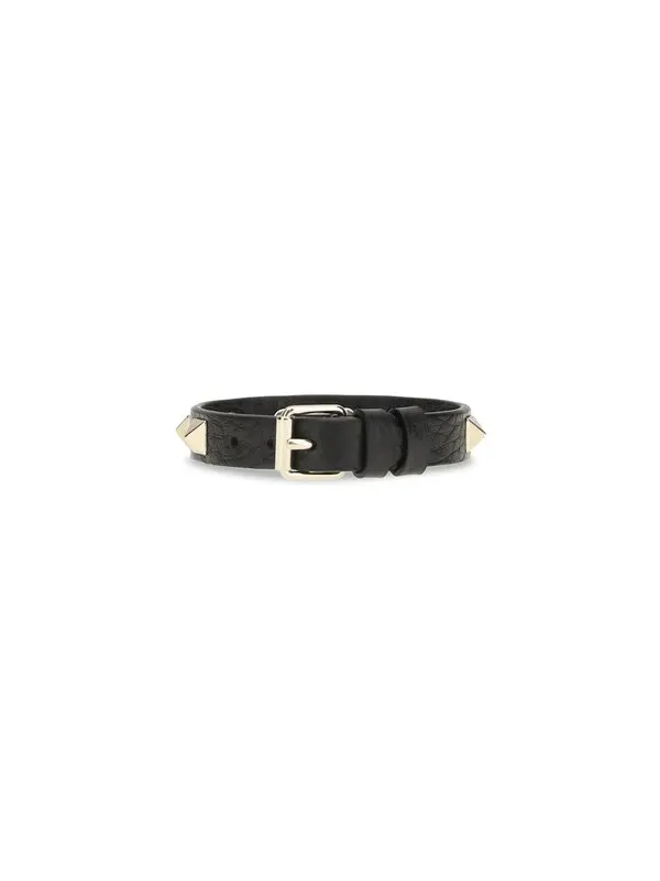 Valentino Garavani Rockstud Leather Bracelet - Black