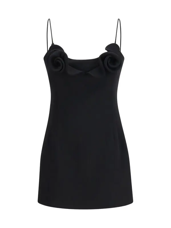 Magda Butrym Short Wool-blend Dress With Ruffle Detail - Black