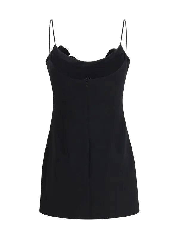 Magda Butrym Short Wool-blend Dress With Ruffle Detail - Black