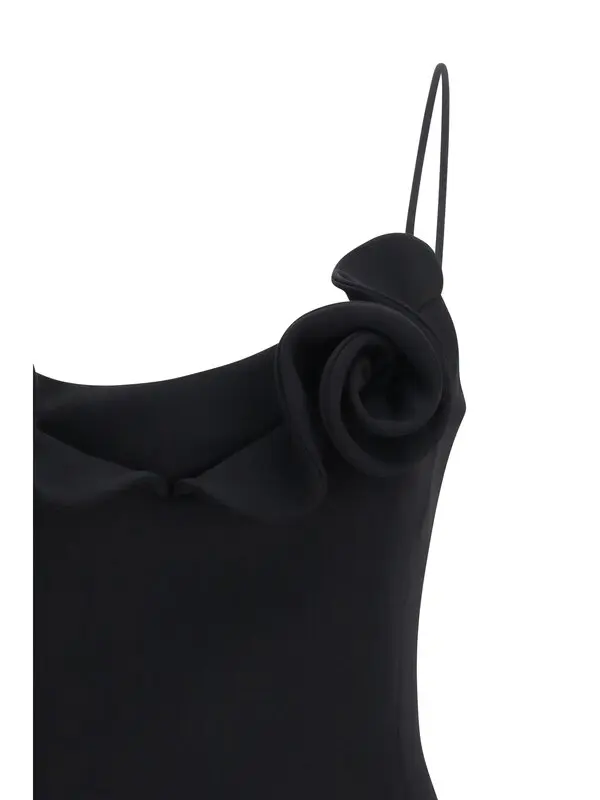 Magda Butrym Short Wool-blend Dress With Ruffle Detail - Black
