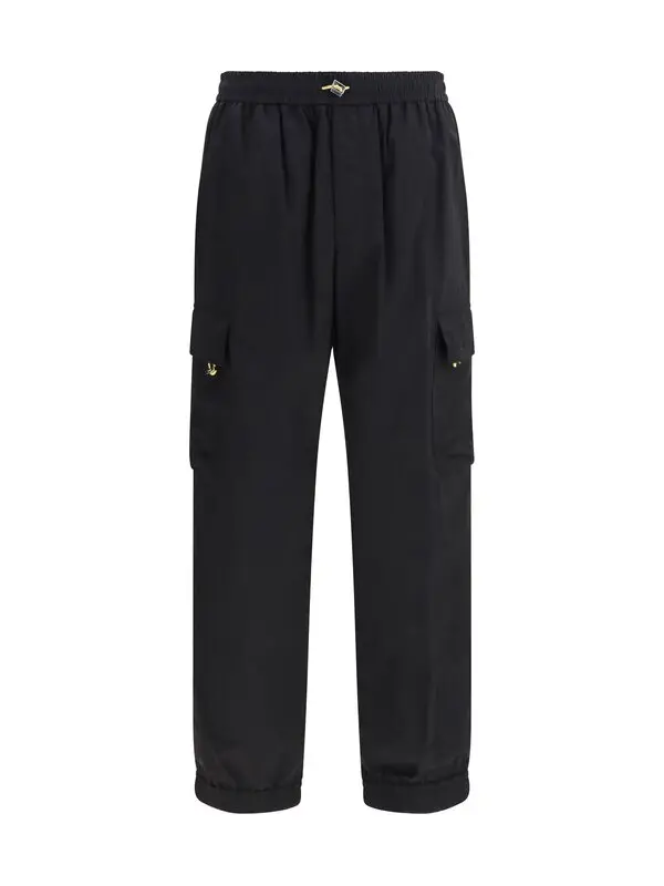 Fendi Gabardine Cargo Pants With Embossed Ff Logo - Black