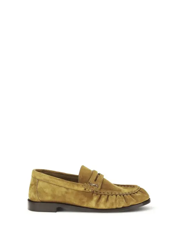 Saint Laurent Suede Le Loafer Moc Toe Loafers - Cream