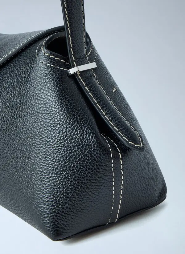 TOTEME T-lock Grained Leather Shoulder Bag - Black