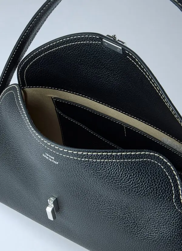 TOTEME T-lock Grained Leather Shoulder Bag - Black