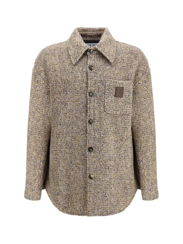 Loewe Mélange Wool Blend Overshirt - Brown