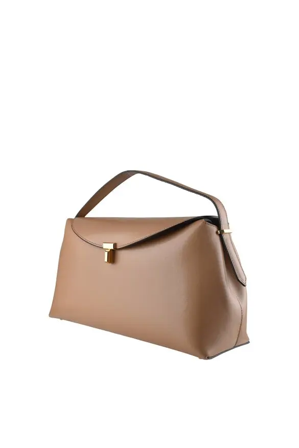 TOTEME T-lock Leather Top Handle Bag - Brown