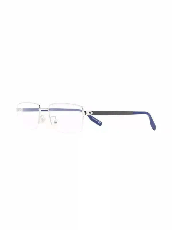 Montblanc Matte-effect Rectangle-frame Glasses - Silver