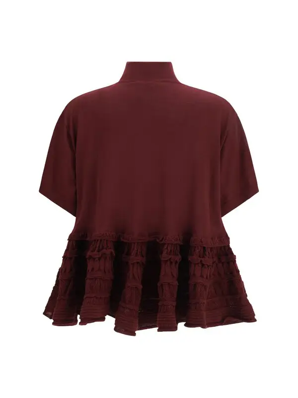 Alaïa Virgin Wool T-shirt With Peplum Detail